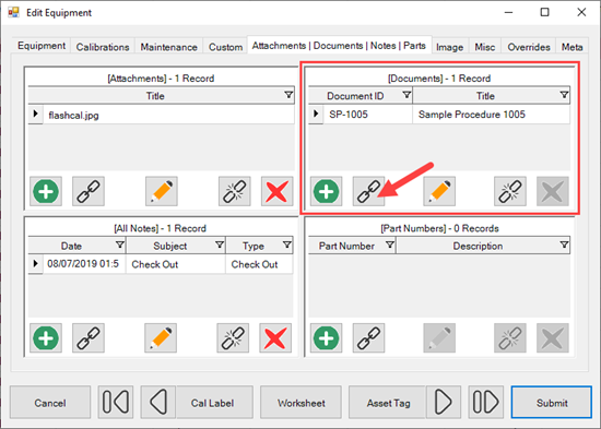 Link Procedure Documents to Equipment | Calibration Control